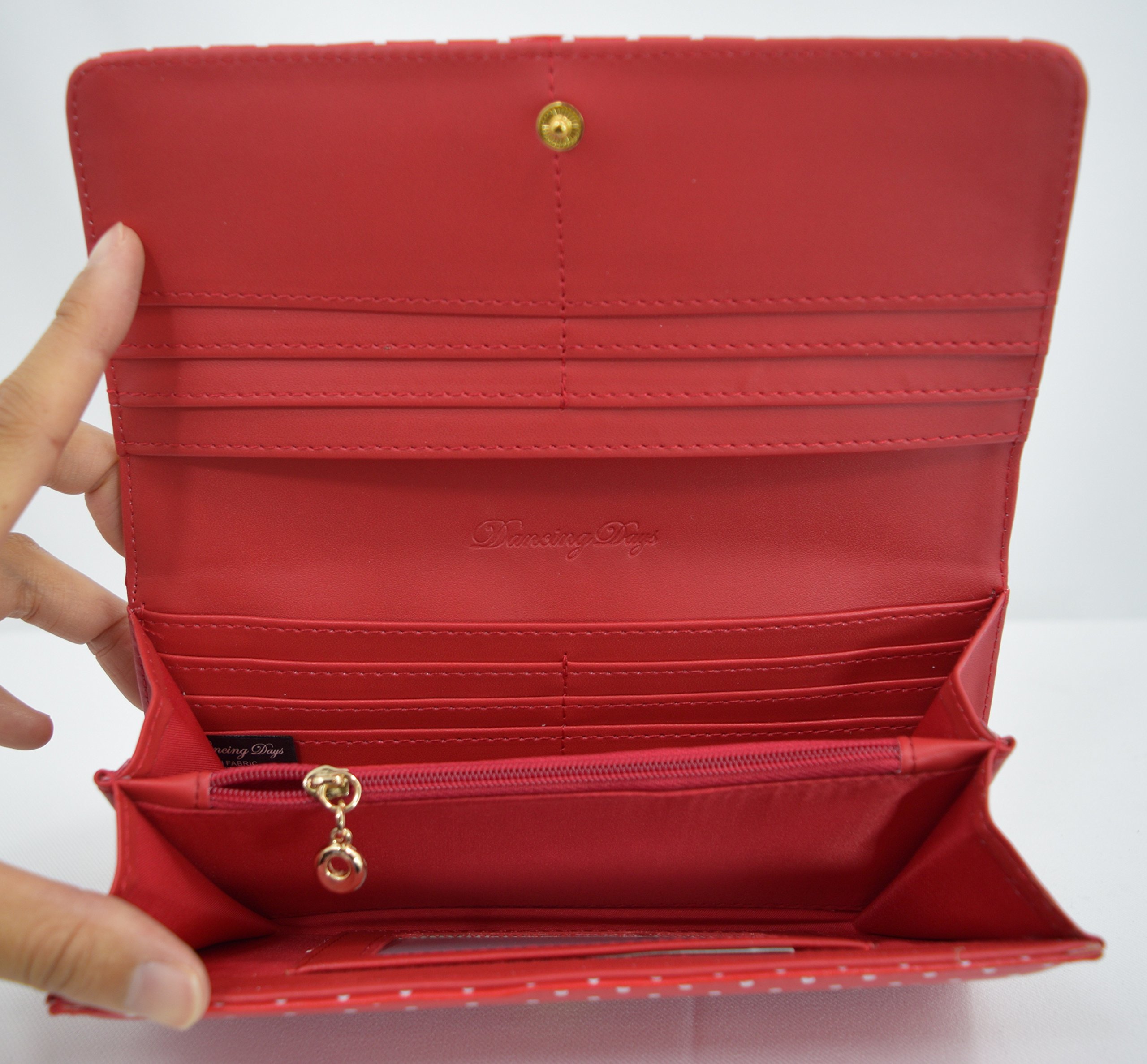 Dancing Days Lolita Swallow Tattoo Girl Polka Dot Embroidery Wallet (Red)