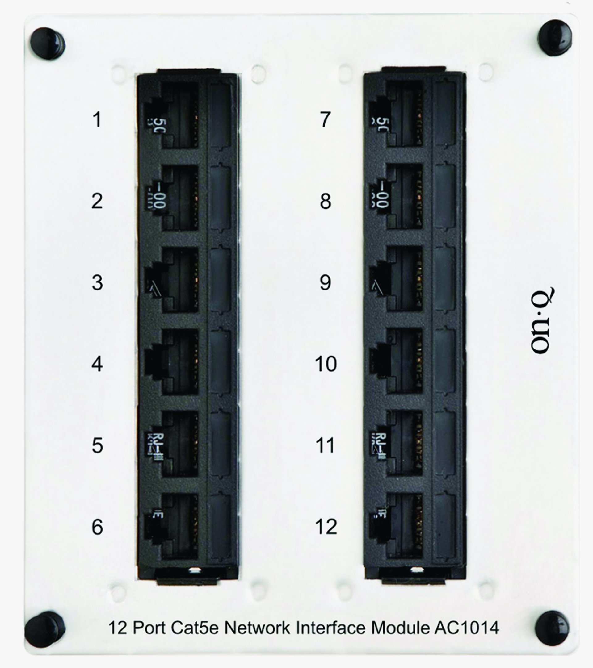Legrand - OnQ 8 Port Cat 5e Network Interface Module, RJ45 Network Switch, High-Density Mini Patch Panel, Keystone Ports Labeled 1 Through 12, Grey, AC1014