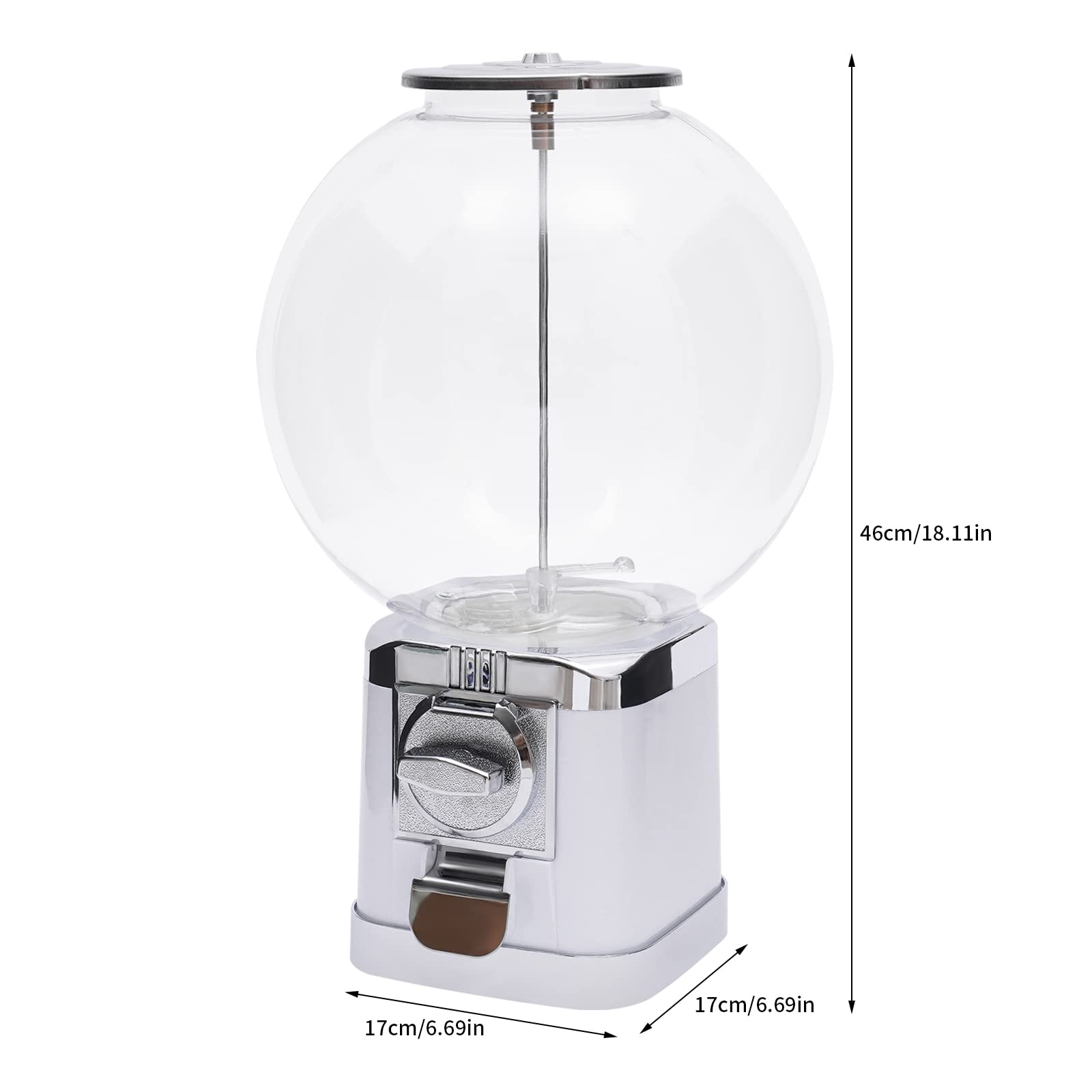 Big Bubble Gumball Machine, White Vending Machine with Keys, 6.69 * 6.69 * 18.11inch, for Retail Stores, Amusement Parks, Game Rooms, etc.