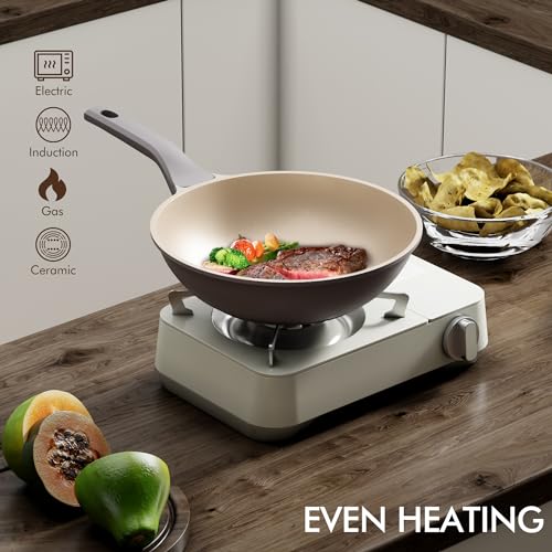 ASKSCICI Pots and Pans Set Nonstick, 6 Pcs Induction Kitchen Cookware Sets, Non Stick Cooking Set with Deep Frying Pan, Non-toxic, PFOA & PFOS Free, Dishwasher Safe, Gray