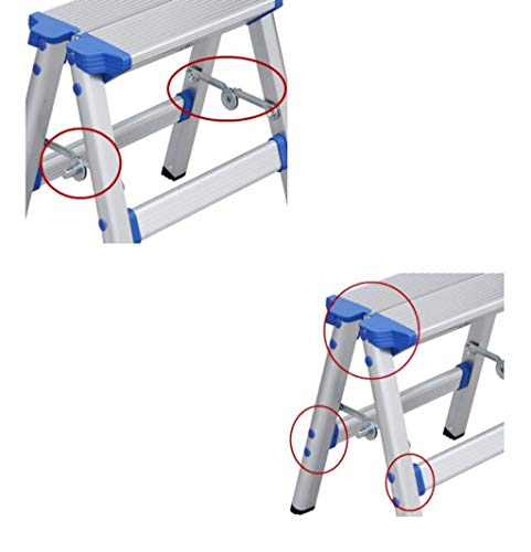 PENGJIE Folding Ladder Step Stool Ladder Stool 2 Step Folding Aluminum Heavy Duty Steel Portable Anti Slip Mat Tread Compact 150 Kg Capacity