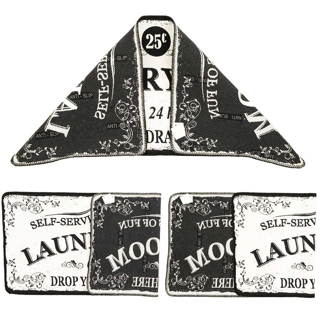 Benissimo Soft Woven Rugs, 24"x56"Laundry Room Rug, Funny Non Slip Laundry Mats, Woven, Machine Washable, Runner Floor Mat for Washroom, Bathroom, Self Service-Load of Fun-Open 24 Hours