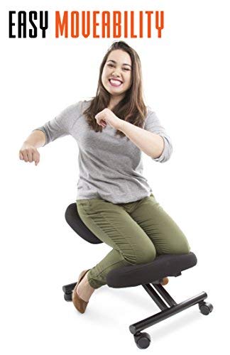 Posture Pro Ergonomic Kneeling Chair with Wheels | Fully Adjustable Mobile Office Seating | Improve Posture & Relieve Back Pain | Easy Assembly | Kneeling Desk Chair for Home, Office & School (Black)