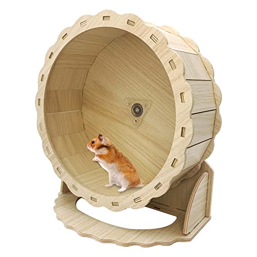 Hamiledyi Hamster WheelsĀ Wooden Small PetsĀ Exercise WheelĀ Silent Hamster Running WheelĀ Mouse Running Spinner Wheel for Gerbil Mice Guinea PigsĀ Dwarf Syrian Hamster (8.26in)