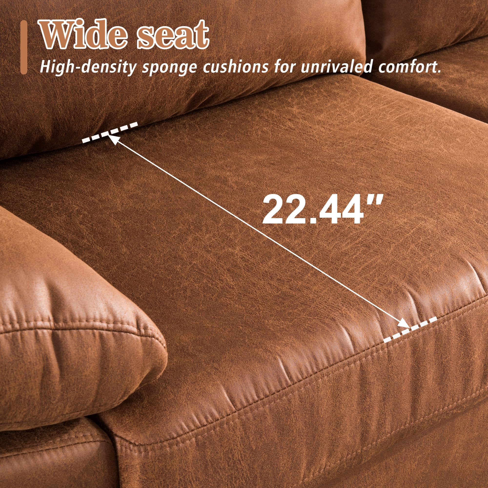 HOOOWOOO 100" L Shaped Couch with Reversible Chaise Living Room Couch Modern Sofa Set for Small Living Room Apartment Space,Brown Faux Suede