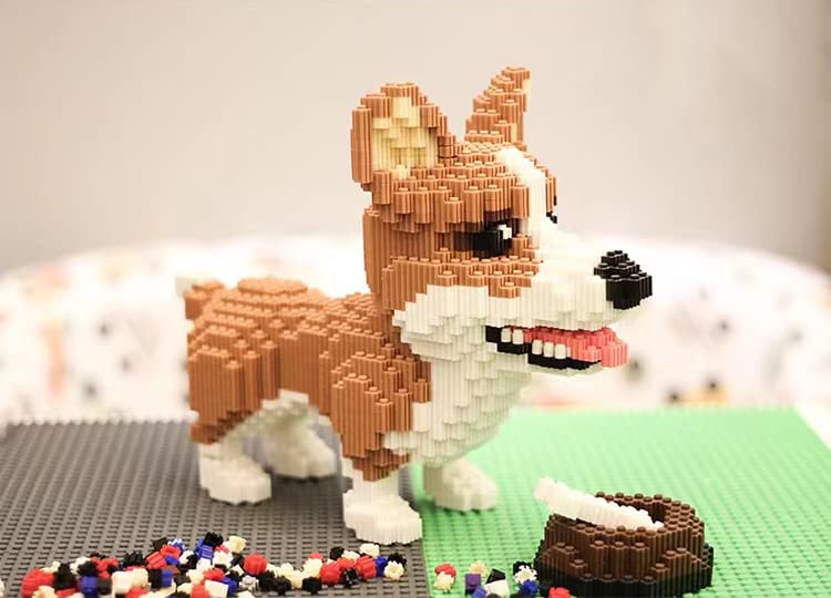 BDYDT Animal Corgi Dog and Food Micro Building Blocks Set(1860PCS) Gift for Adults and Kids