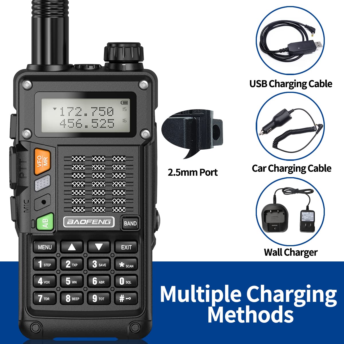Baofeng UV-S9 Pro 8W Ham Radio Handheld Walkie Talkies Two Way Radio with Rechargeable Battery Long Range Portable Baofeng Radio with Complete Set