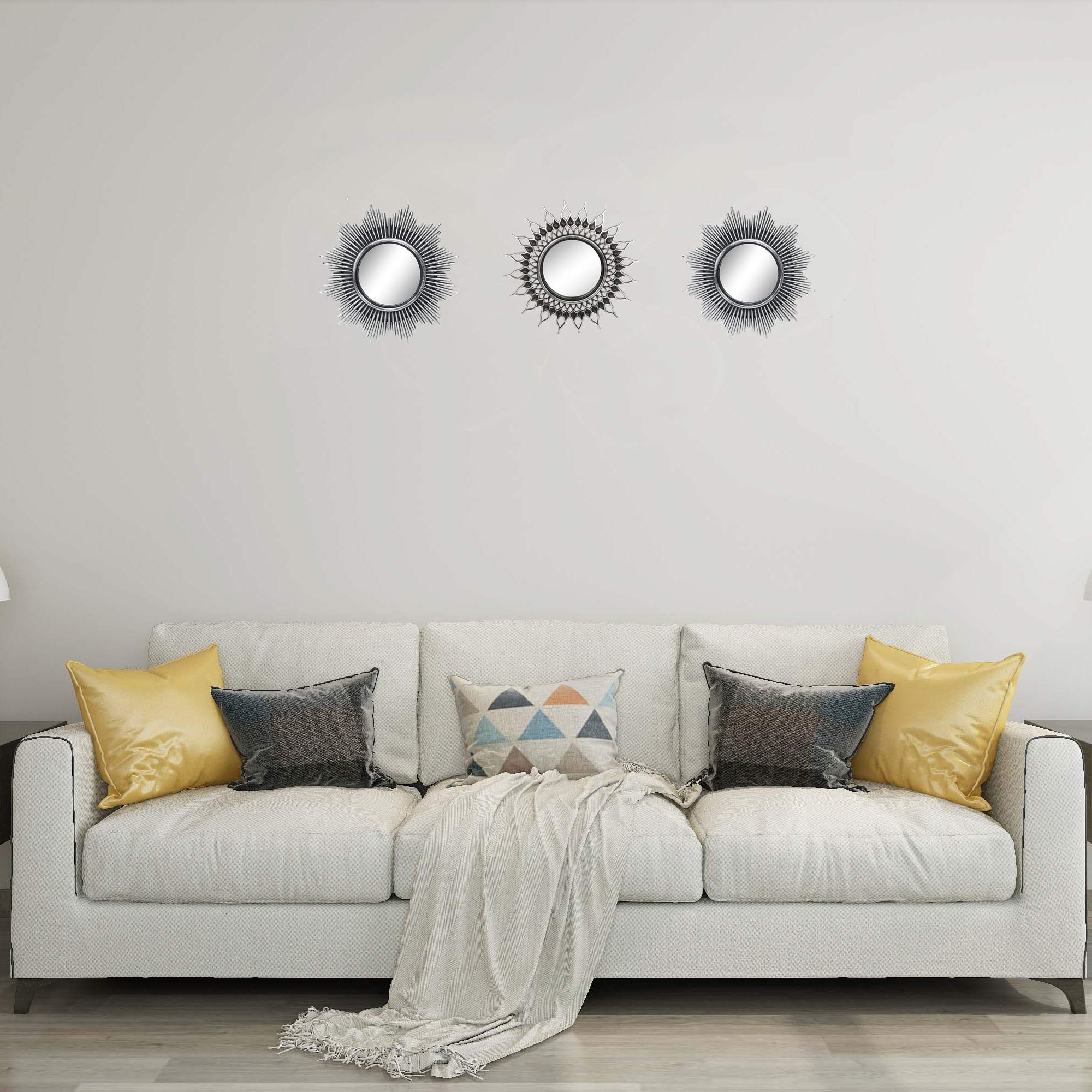 Kelly Miller Small Round Mirrors for Wall Decor Set of 3 - Great Home Accessories for Bedroom, Living Room & Dinning Room (M014)