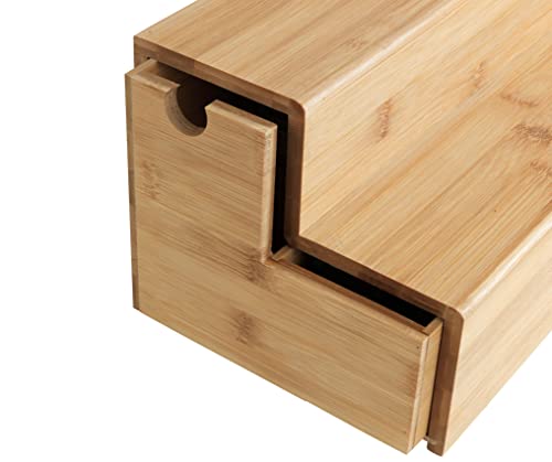 WENKO Bamboo Tea Bag Organizer with Drawer, Tea Bag Storage Container, Coffee and Tea Caddy for Kitchen, Tea Station, Tea Bag Holder, Coffee Bar Accessories and Organizer, 13 x 6.7 x 5.9 in