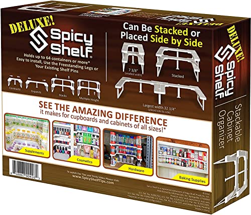 Spicy Shelf Deluxe - Expandable Spice Rack and Stackable Cabinet & Pantry Organizer (1 Set of 2 shelves) - As seen on TV Deluxe (Spicy Shelf Organizer)