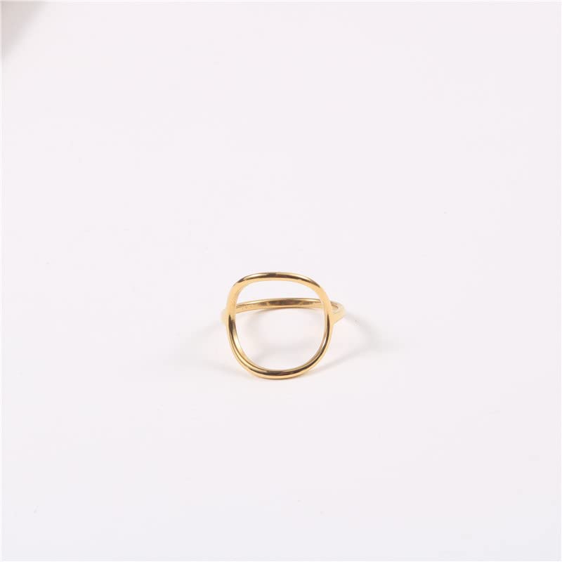 Beads & Pearls Jewelry 18K Gold Plated Stainless Steel Minimalist Trendy Geometric Open Circle Ring