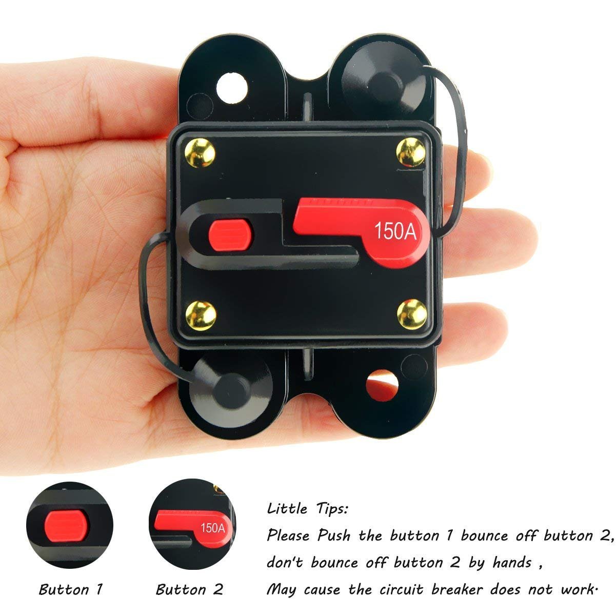 ANJOSHI Circuit Breaker 150amp 50A-300A with Manual Reset Home Solar System Fuse Holder for Car Audio and Amps Protection 12V-48V DC Reset Fuse Inverter Replace Fuses