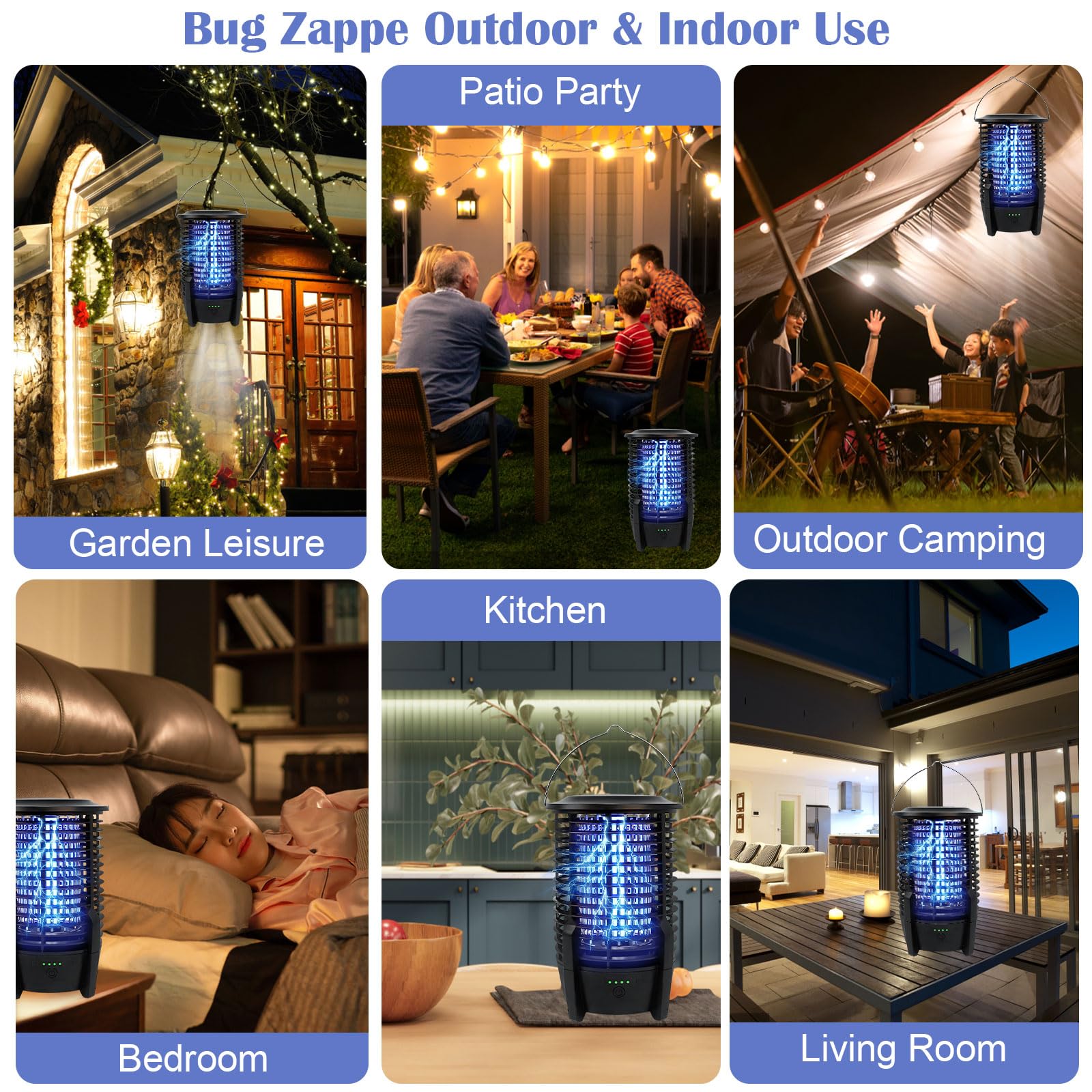 Bug Zapper Outdoor Electric,Indoor Mosquito Zapper with LED Light,Rechargeable Insect Mosquito Killer Fly Zapper, Fly Trap, Insect Trap for Home Camping Lawn Arden
