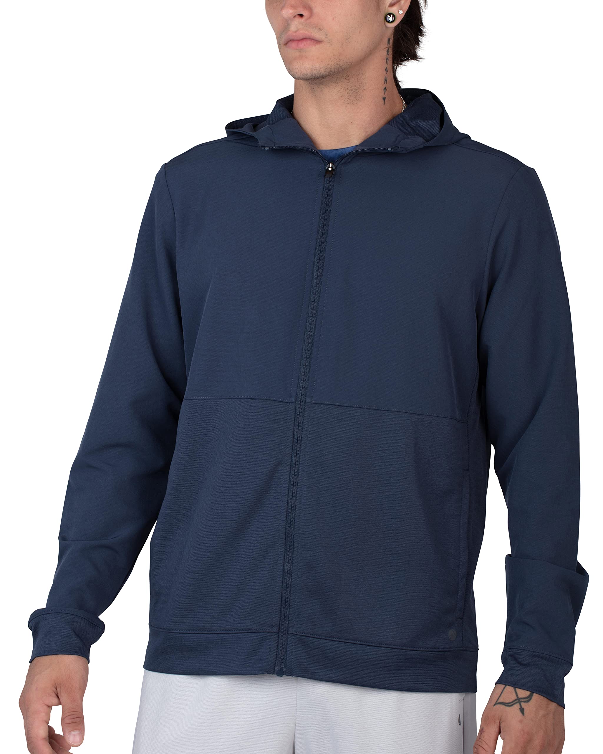Apana Mens Jacket Zip Up Yoga Workout Training Athletic Woven Lightweight Sweatshirt Windbreaker Jacket With Pockets (Skylight, X-Large)