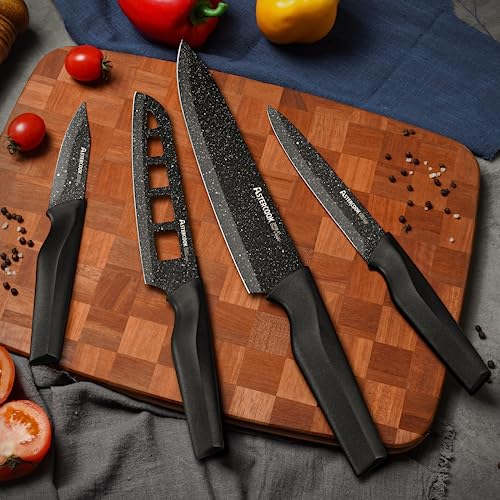 Knife Set, 6 Piece Kitchen Knife Set, High Carbon German Stainless Steel Knives Set, Non-stick Coating, Ultra Sharp, Dishwasher Safe