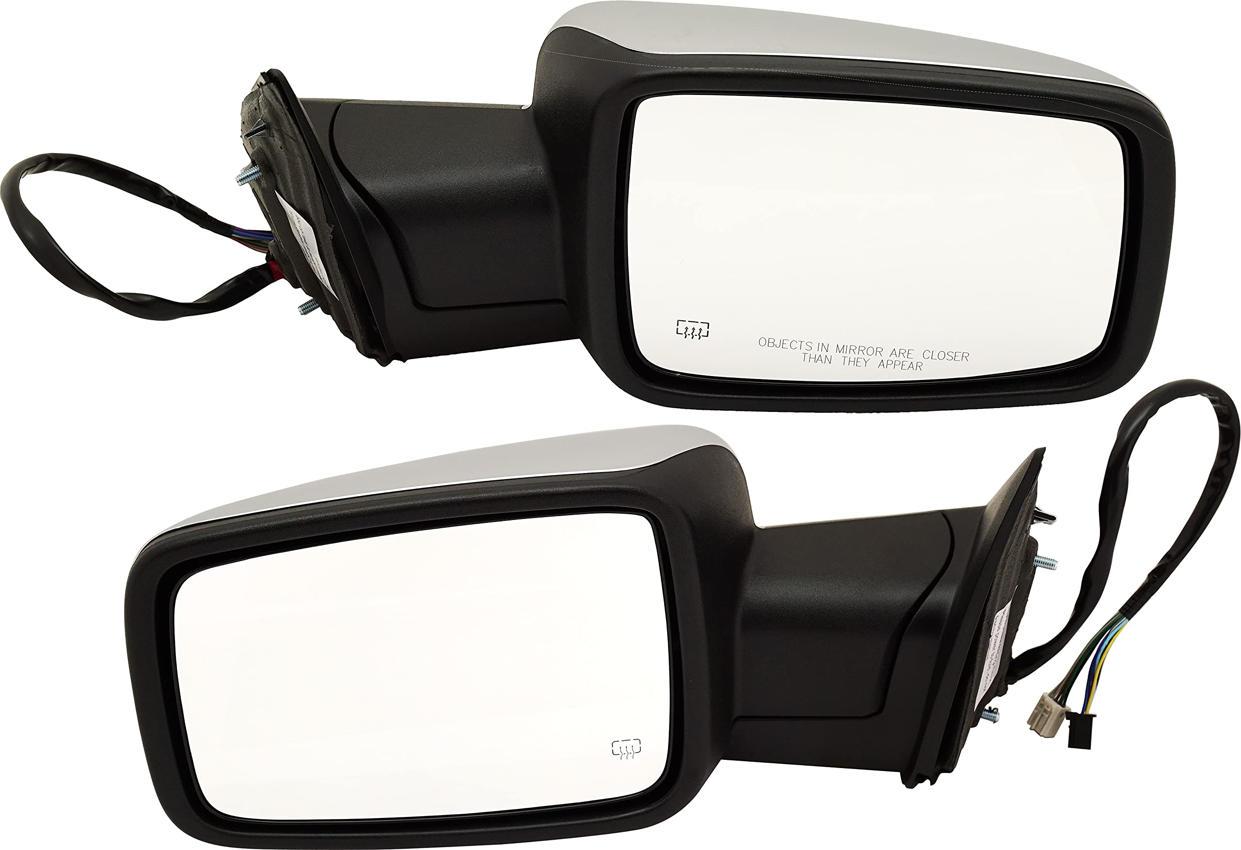 Kool Vue Driver & Passenger Side Power Heated Mirrors for Ram 1500 2500 2014-2018 Power Fold With Signal Light & Puddle Lamp Chrome