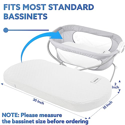Pro Goleem Bassinet Mattress, Oval Bassinet Mattress Pad, Waterproof Cradle Mattress, Memory Foam Moses Basket Mattress, 15ββx30ββ