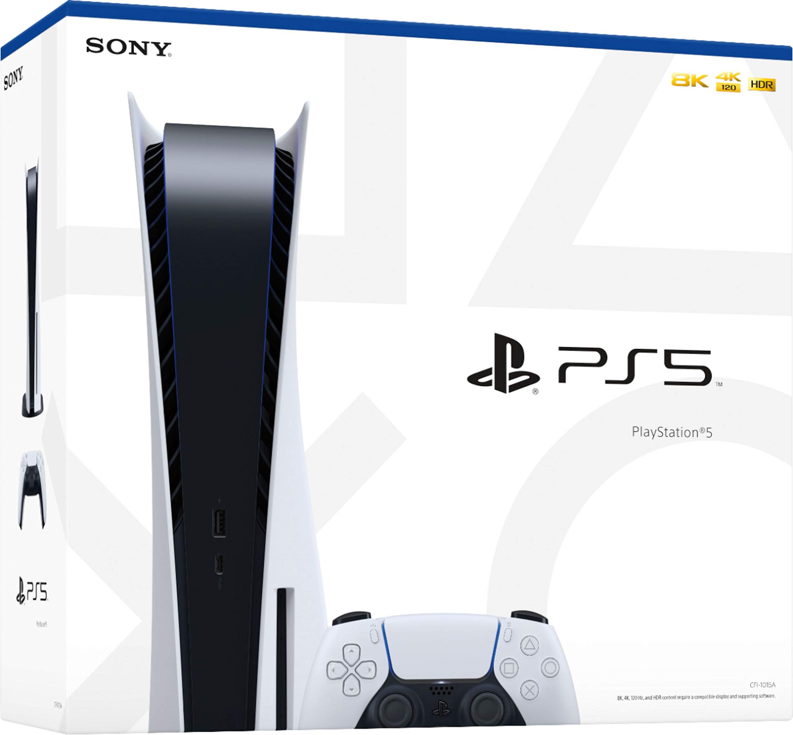 Playstation 5 Disc Version PS5 Console - Additional Controller, 4K-TV Gaming, 16GB GDDR6 RAM, 8K Output, WiFi 6. Ultra-High Speed 825GB SSD - U Deal (Renewed)