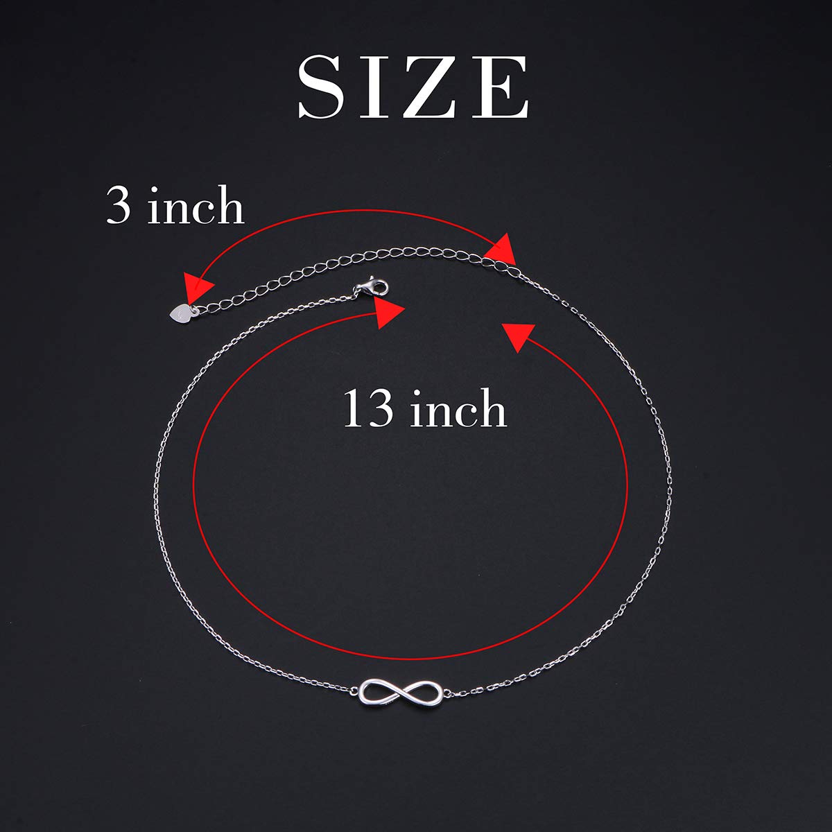 DAOCHONG S925 Sterling Silver Choker Infinity Clavicle Short Pendant Necklace for Women Jewelr