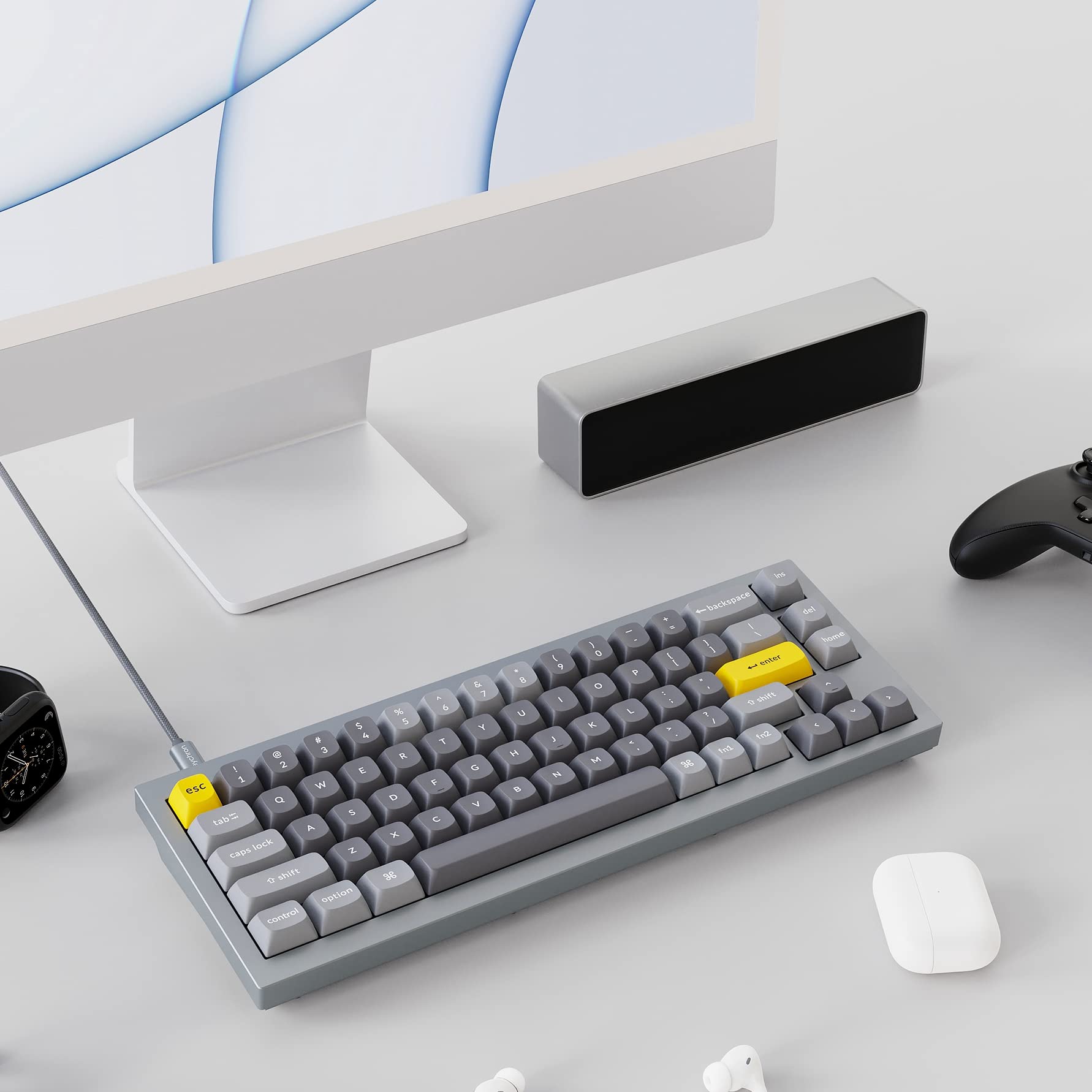 Keychron Q2 Wired Custom Mechanical Keyboard, QMK/VIA Programmable Macro, Full Aluminum, Hot-Swappable Gateron G Pro Brown Switch, 65% Layout Double Gasket Compatible with Mac and Windows - Grey