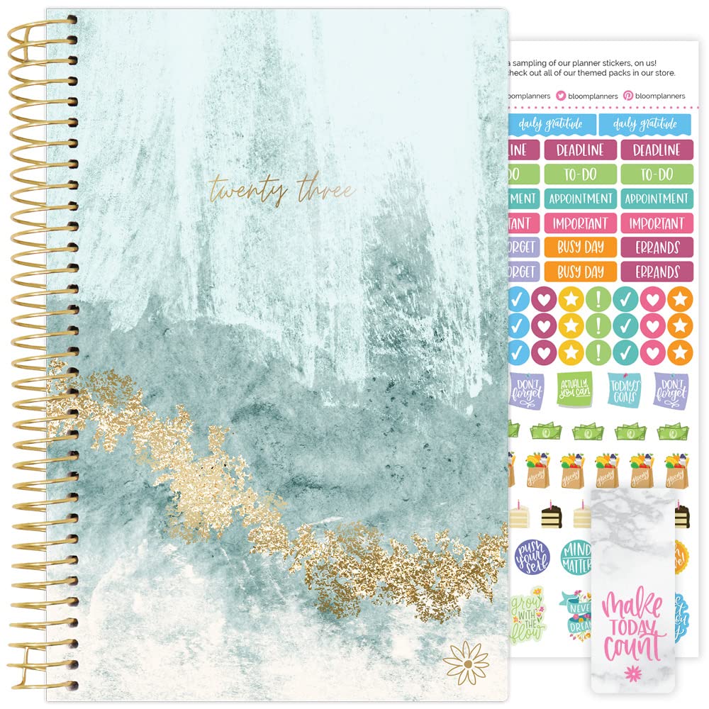 bloom daily planners 2023 Calendar Year Day Planner (January 2023 - December 2023) - 5.5ā x 8.25ā - Weekly/Monthly Agenda Organizer Book with Stickers & Bookmark - Crystal Blue