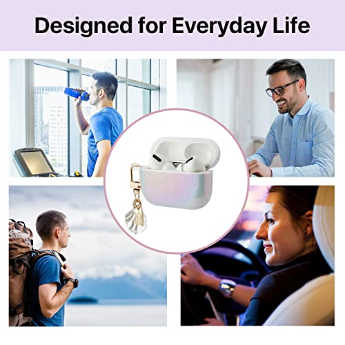 LAX Gadgets AirPods Pro Case Cover - Protective Compatible with Apple AirPod Pro - Lightweight Case with Carabiner Key RingĀ Easy to Use - Pearl