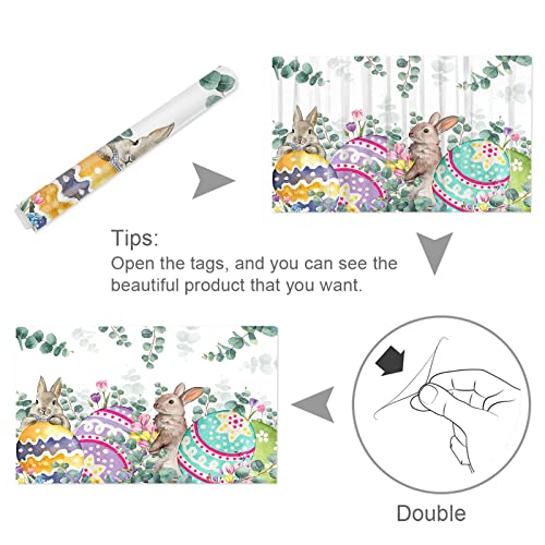 Aquarium Background Happy Easter Eggs 12.4x30.4 inch Fish Tank Background PVC Fish Backdrop Wallpaper for Background Aquarium Rabbits Eucalyptus Leaves