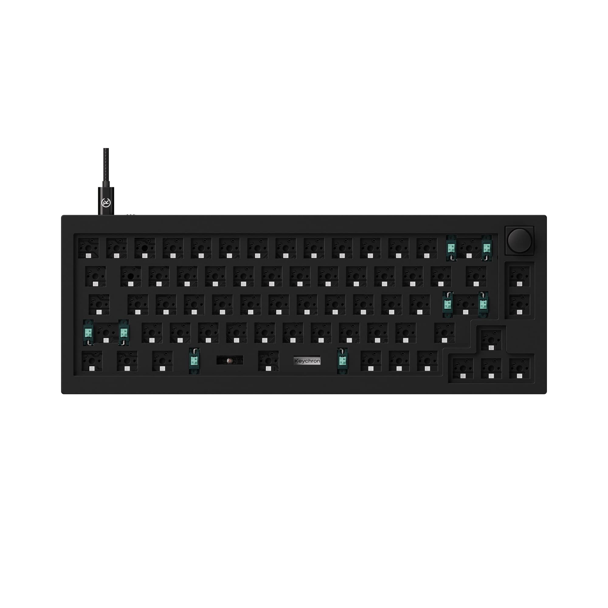 Keychron Q2 Wired Custom Mechanical Keyboard Barebone Knob Version, QMK/VIA Programmable Macro, Compatible with Mac Windows Linux, Hot-Swappable 65% Layout, Double-Gasket DIY Kit - Blue