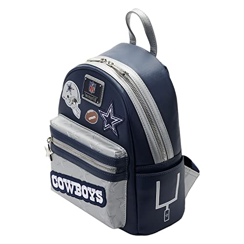 Loungefly NFL: Dallas Cowboys Backpack with Patches, Dallas Cowboys Gifts for Women Mini Multicolor