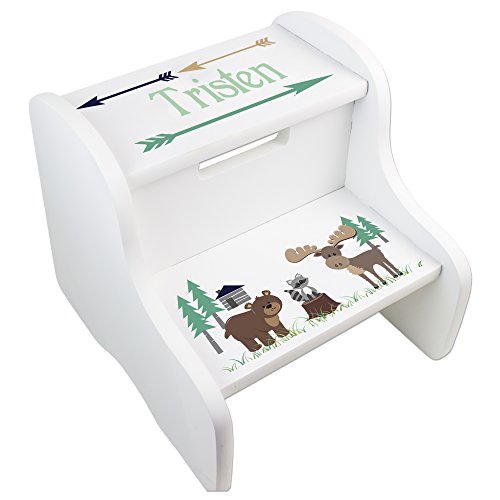 Personalized Boys Northwoods Animal White Step Stool
