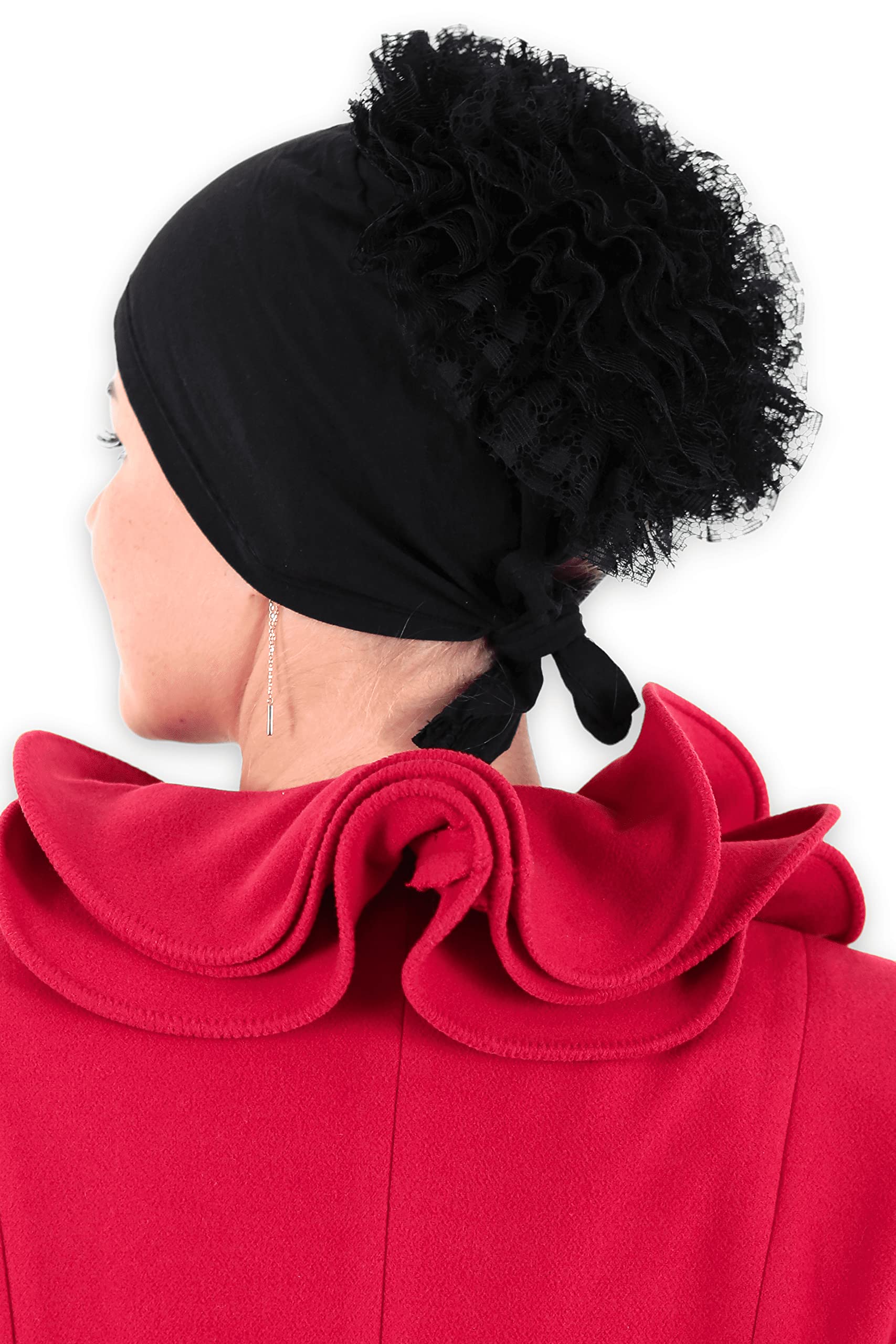 Avanos Hijab Undercap Volumizer, 100% Cotton Hijab for Women, Underscarf Hijab Cap, Instant Ready to Wear Head Wrap Muslim (Black)