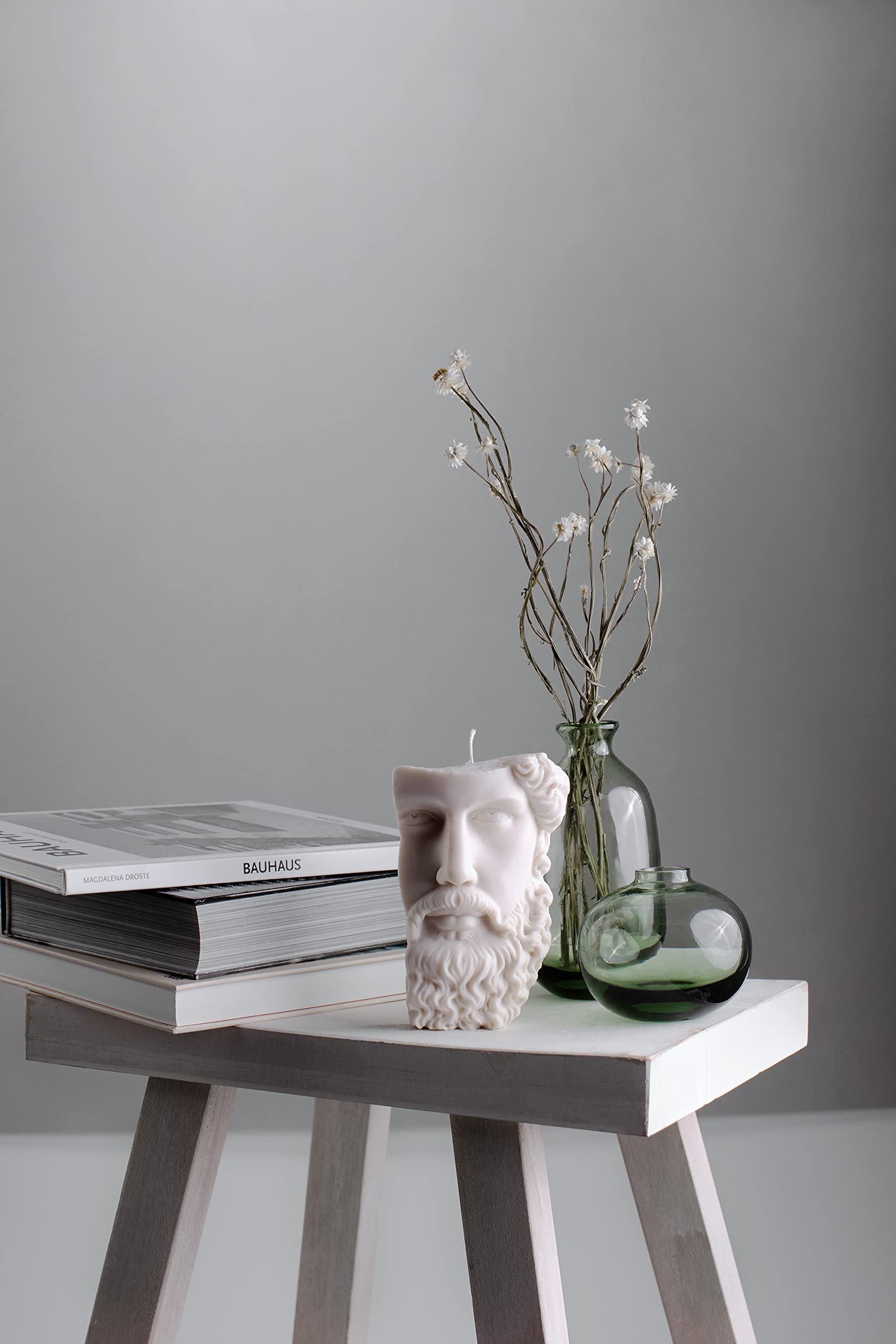 LAWA Greek Face Candle - Large Beautiful David Scented Soy Wax Pillar Candle Elegant Bubble Aesthetic Candle Housewarming Gift Home Room Shelf Decor Idea White