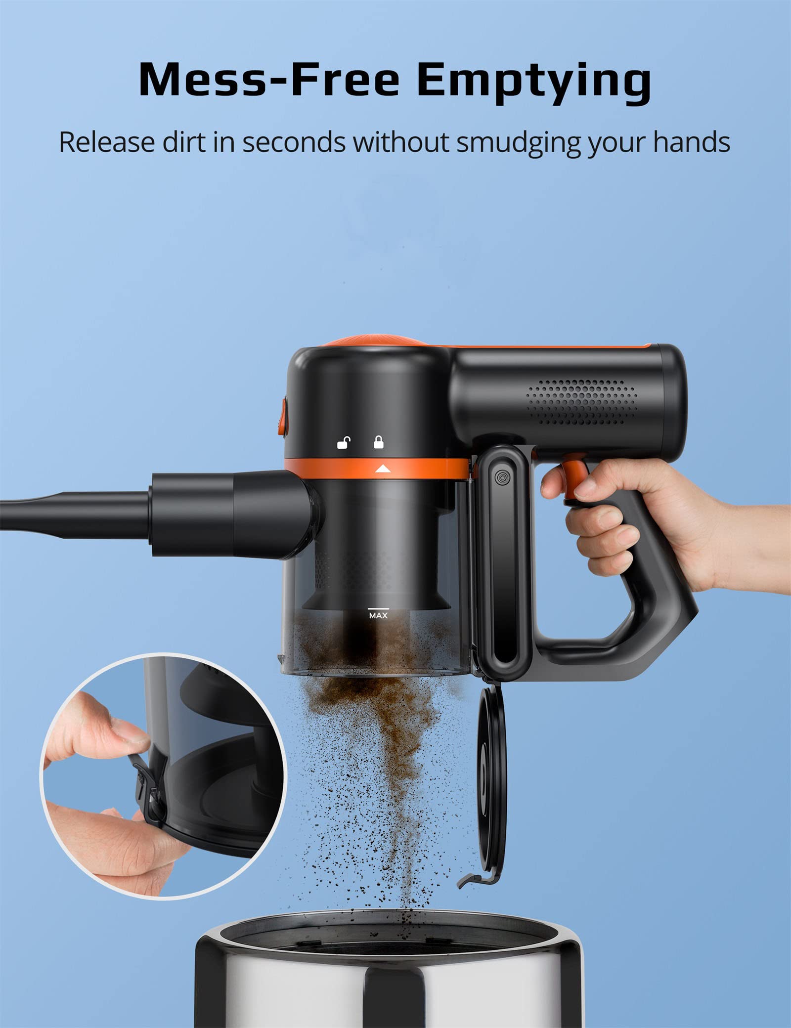 Aspiron Cordless Vacuum Cleaner Stick Vacuums & Electric Brooms, 1, Orange