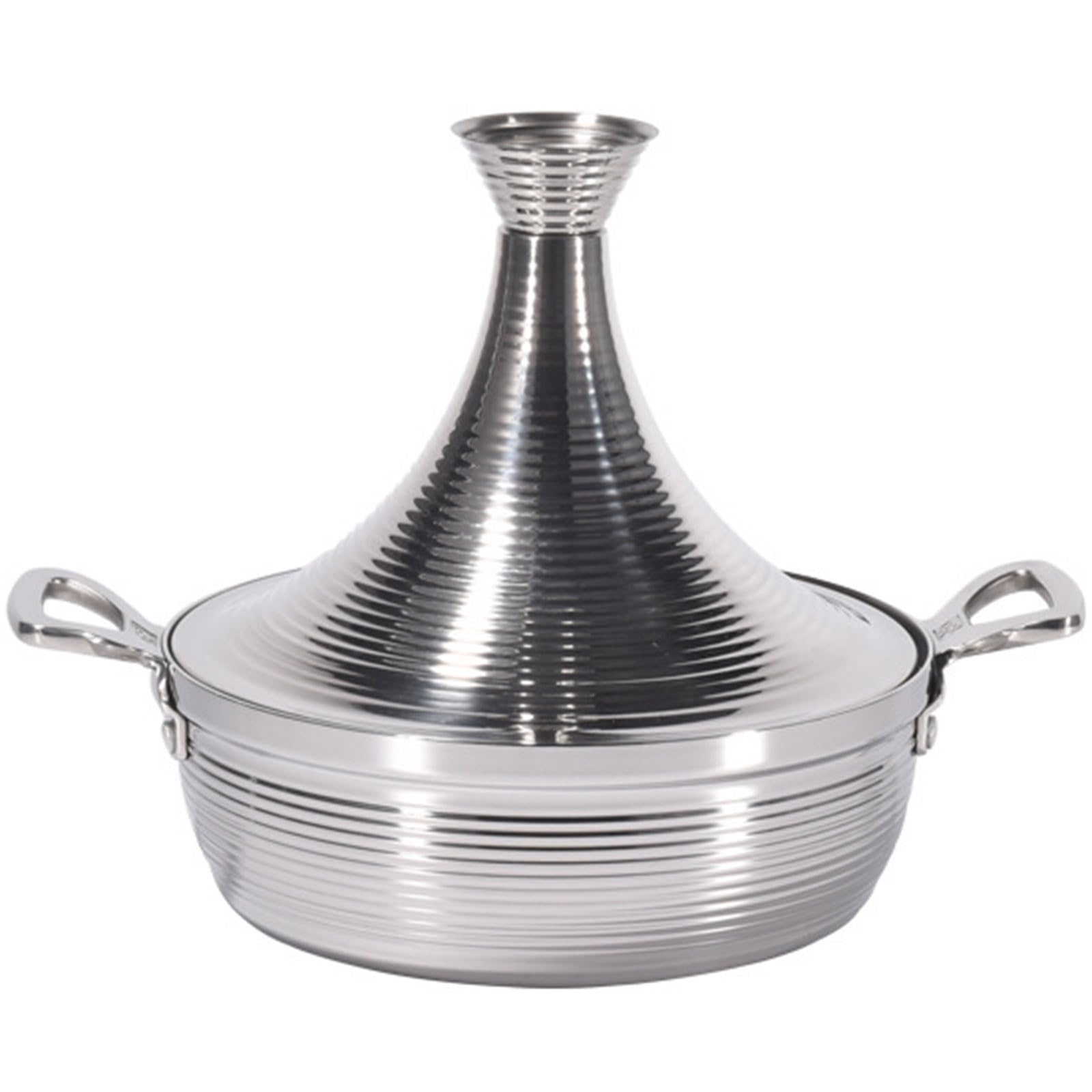 Topjia Moroccan Tagine Cooking Pot,Stainless Steel Non Stick Moroccan Casserole with 2 Handles,Large Moroccan Cooker Handmade Tagine Pot with Cone-Shaped Lid(23cm, Silver), 1776982