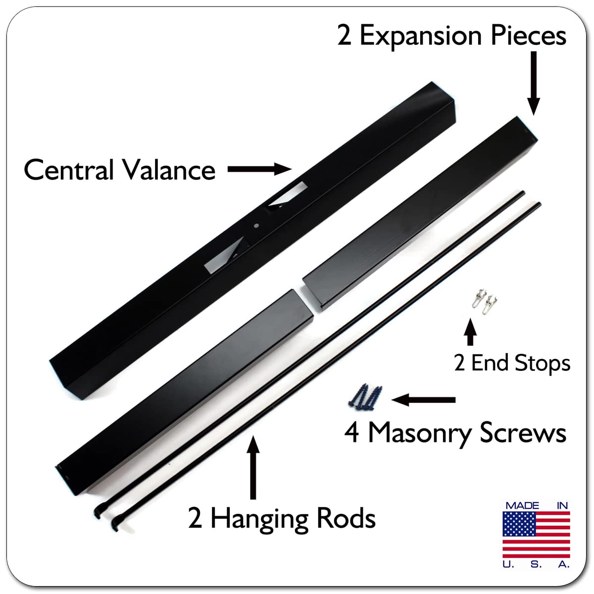 Midwest Hearth Adjustable Rod and Valance Kit for Fireplace Spark Screens (Antique Bronze) Made in USA