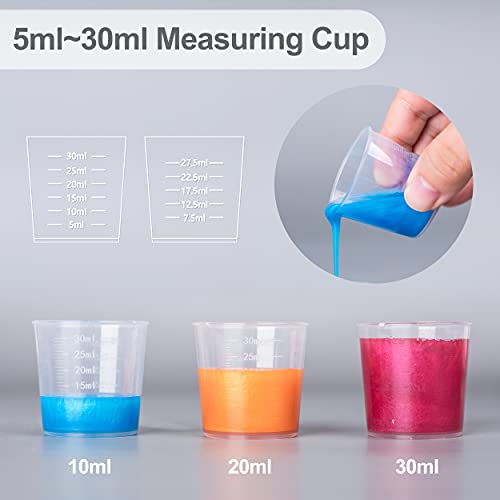 LET'S RESIN Epoxy Mixing Cups Kit,200Pcs Plastic Resin,30ml Disposable Measuring Cups,50 Wooden Stirring Sticks, Dropper, Mixing Cups for Epoxy Resin, Paint Mixing, Jewelry Making