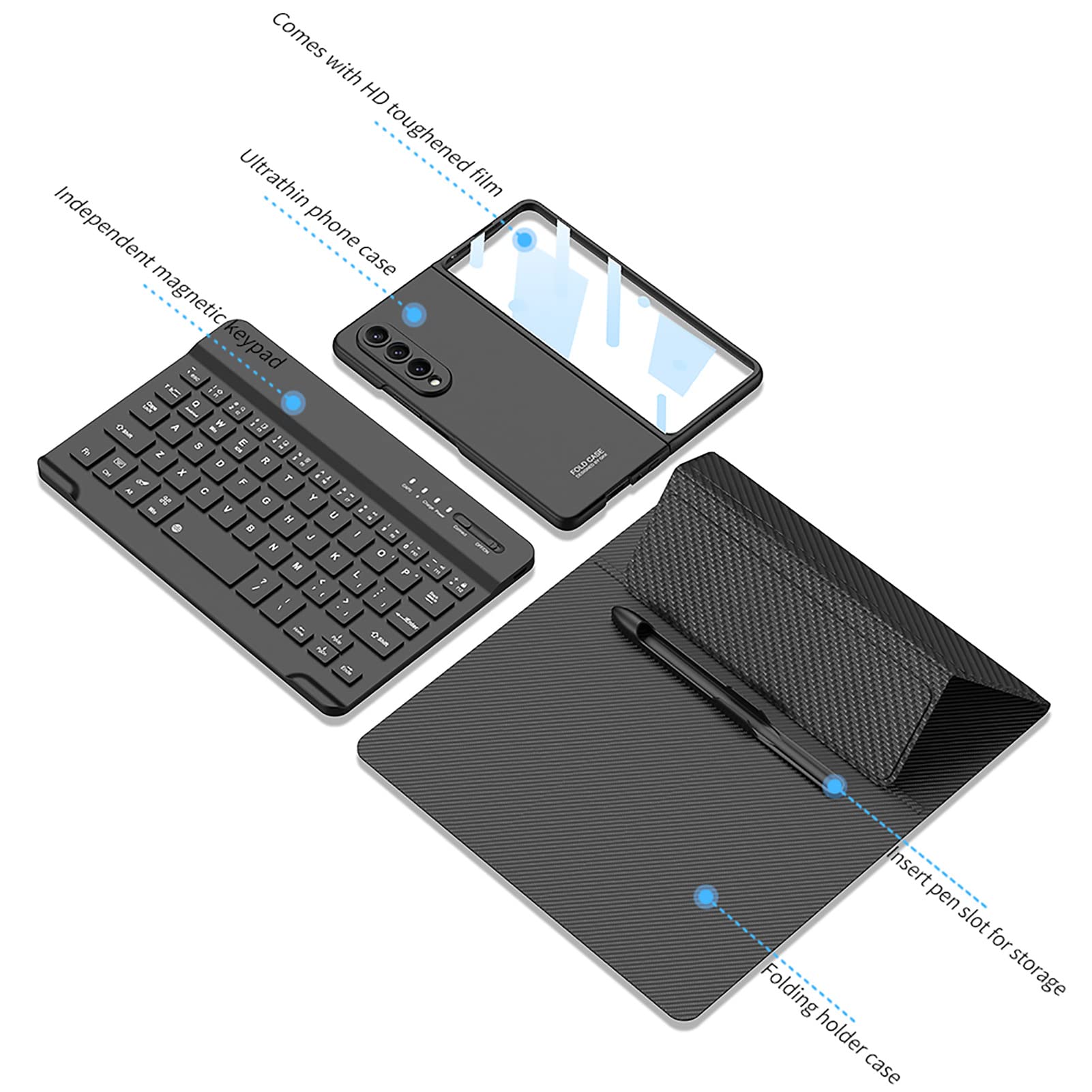 BRAND SET Galaxy Z Fold 4 Keyboard Case, Samsung Galaxy Z Fold 4 with Detachable Bluetooth Keyboard Case, [Keyboard case + fold 4 case + Capacitance Pen], Keyboards Case for Galaxy Z Fold 4 （txw）
