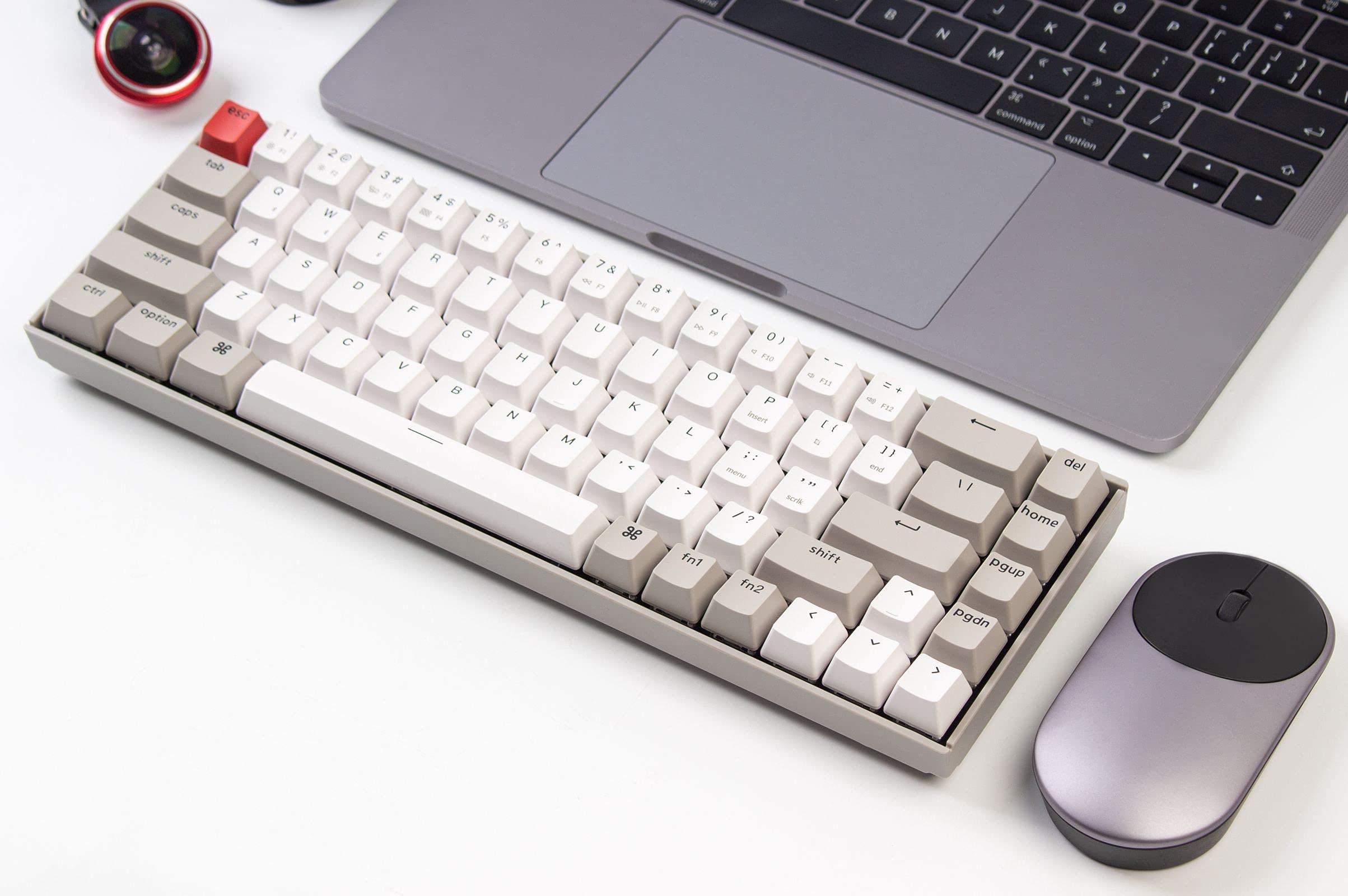 Keychron K6 Hot-Swappable Wireless Mechanical Keyboard for Mac, 65% Compact 68 Keys, Bluetooth, Multitasking, Type-C Wired Gaming Keyboard for Windows Non-Backlit with Keychron Blue Switch
