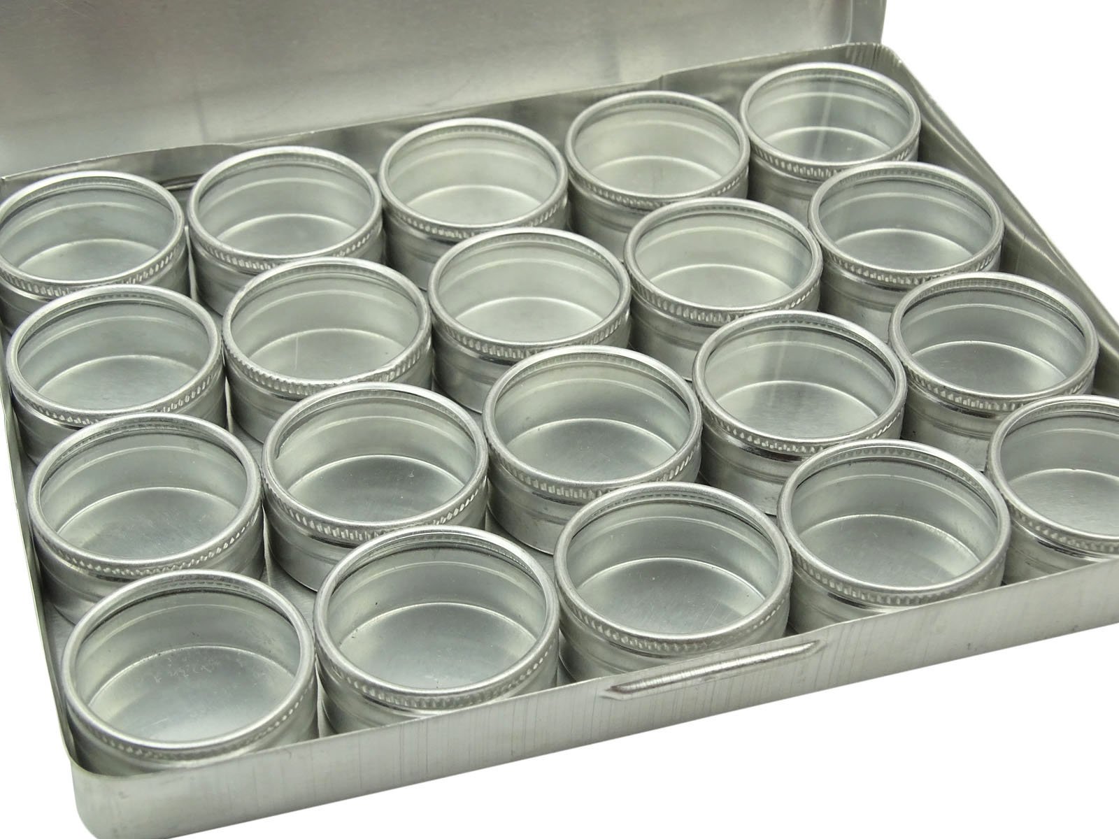 Darling Souvenir 20-Pieces Clear Top Round Aluminum Storage Container Set 1.2" Diameter Mini DIY Favour Boxes