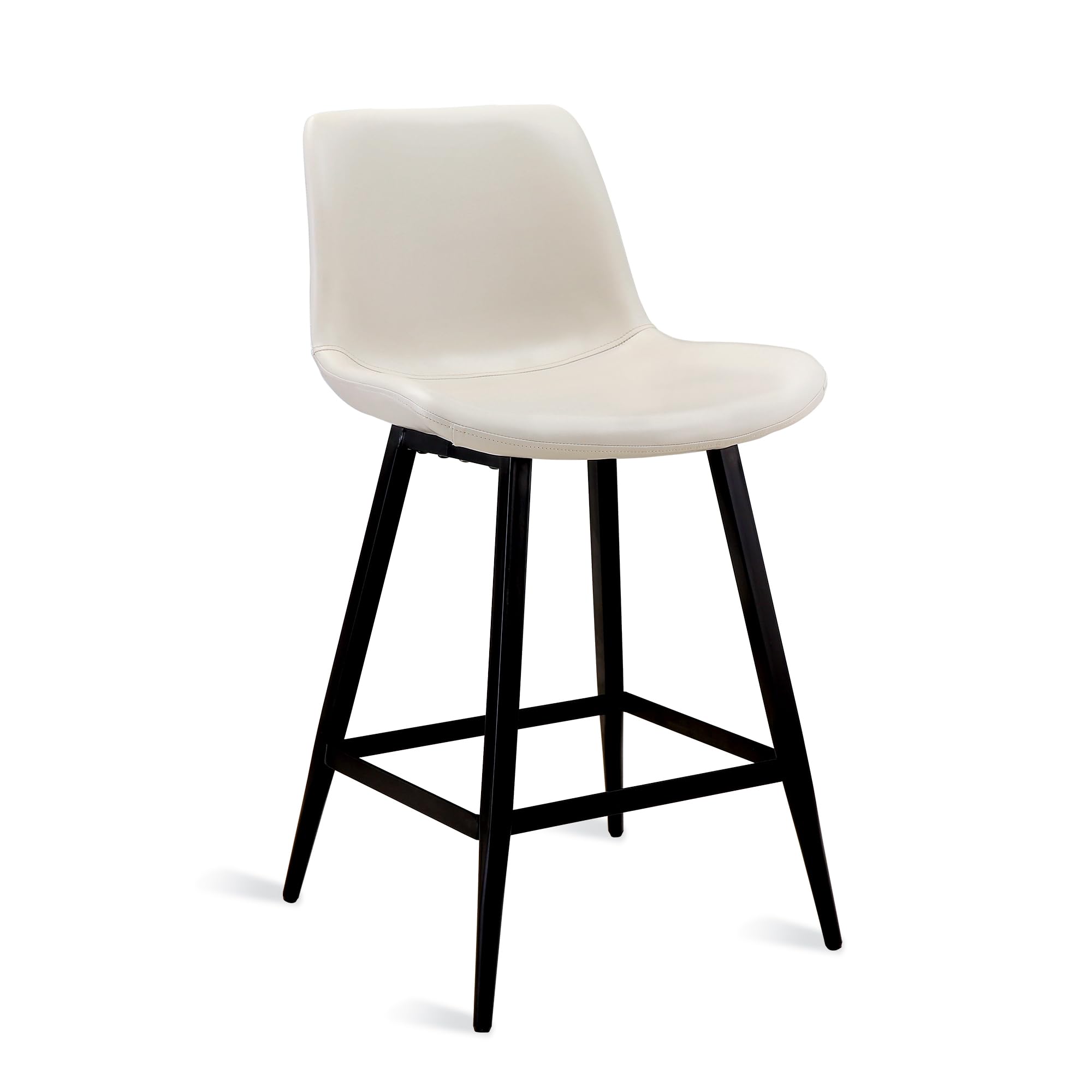 Cozyman Armless Bar Stools,26", Upholstered Bar Stool with Back Set of 4, Faux Leather Performance Material in Black, Barstools with Metal Legs, Suitable for Kitchen Room, Coffee Shop