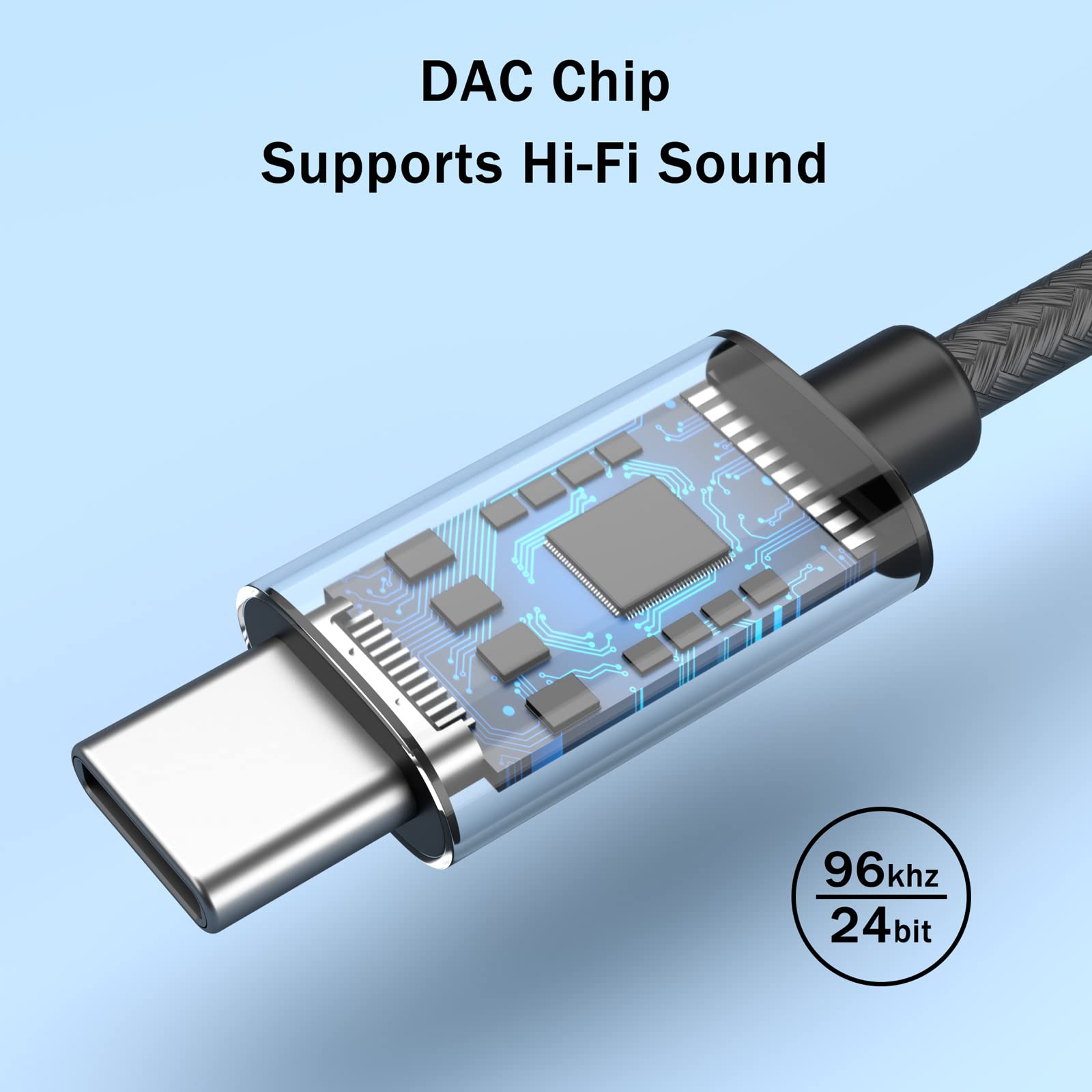 BENFEI USB-C to 3.5mm Headphone Jack Adapter, USB Type-C to 3.5mm Adapter Nylon Cable [DAC Hi-Res] Compatible with iPad Pro New 2018 2019, Pixle 2/XL/3,HTC, Samsung S10/S8/S9/Note 8 - Black