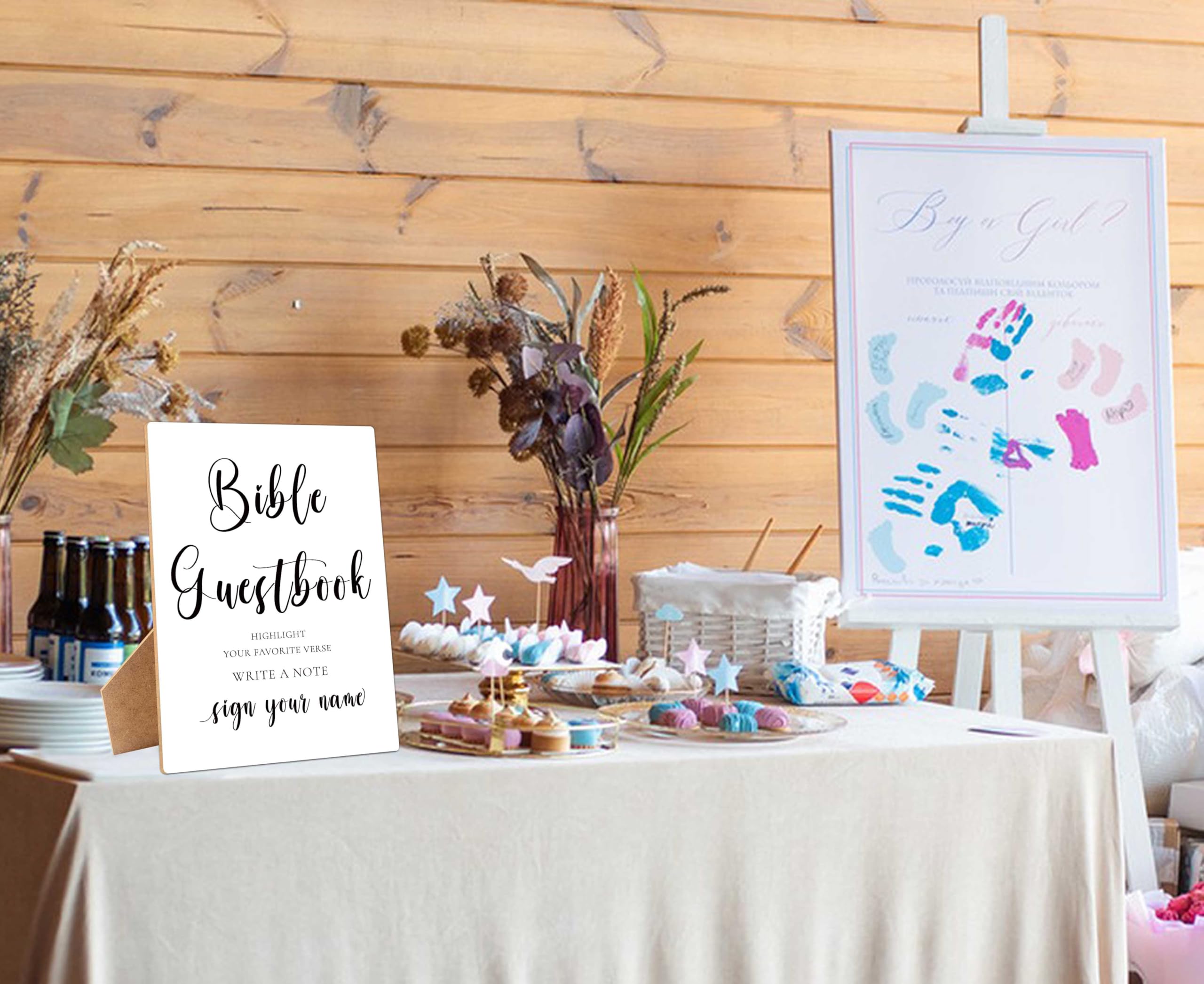 Bible Guestbook Sign, 8×11 Inches Wooden Sign With Stand, Hightlight Your Favorite Verse, Minimalist Table Sign for Wedding Favor,Bridal Shower, Wedding Reception, Event Party Favor Supplies-4