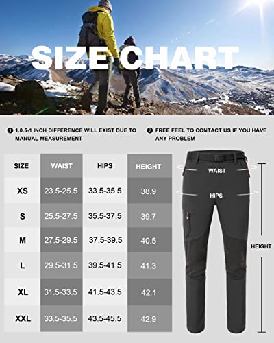 Athrock Snow Pants Womens Ski Hiking Cargo Snowboard Waterproof Rain Tactical Fleece Lined Winter Skiing Pants with Pockets - Black - XS