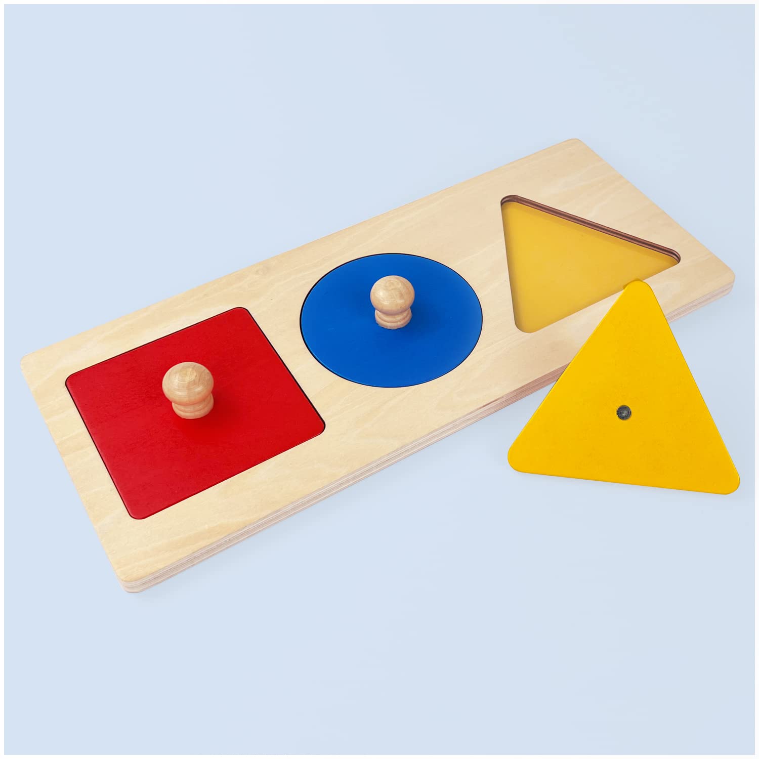 Montessori Toys for Old Boys Girls Toddlers, Multiple Shape Puzzle First Shapes Jumbo Knob Wooden Puzzle Geometric Color Sorter Toddler Preschool Learning Material Sensorial Toy for Kids (A)