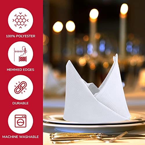 Leviharmony 12 Pack Cloth Napkins β White β 17 x 17 Inch β 100% Polyester Dinner Napkins β Table Napkins for Restaurant, Events and Weddings