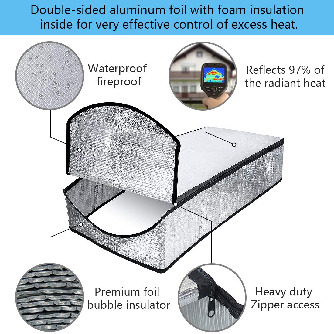 Attic Stairway Insulation Cover Energy Saving R-15.5 Class A Fireproof Attic Stairs Door Ladder Insulator Easy Installation Pull Down Tent with Zipper 25'' x 54''x 11''