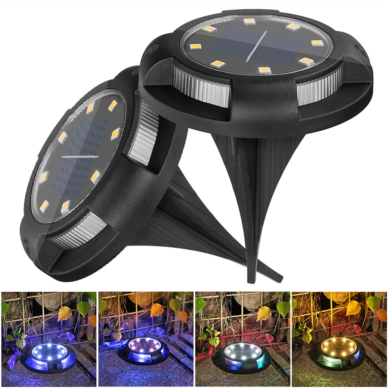KOVOSCJ Solar Solar Underground Lights Outdoor Garden Lights Waterproof Home Garden Lawn Floor Lights Decorative Stair Step Night Lights Waterproof (Size : 4 Sided Blue 8 lamp White Light)