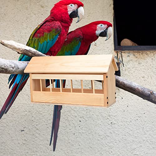 HANABASS Window Bird Feeder Window Bird Feeder Window Bird Feeder Pigeon Feeding Trough Wooden Pigeon Feeder Multi- Hole Pigeon Dish Dispenser Birds Feeding Dispenser Chicken Feeder Quail Cage