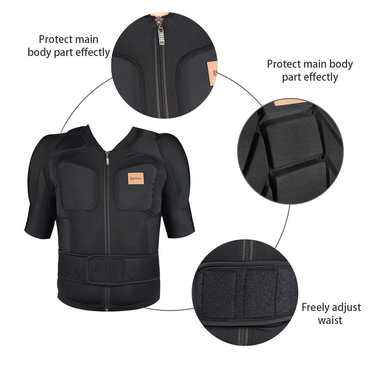 BenKen Men's Women's Professional Anti-Collision Sports Shirts Motorcycle Protective Jacket Full Body Armor Protector Back Protector for Skateboarding Skating Snowboarding Cycling