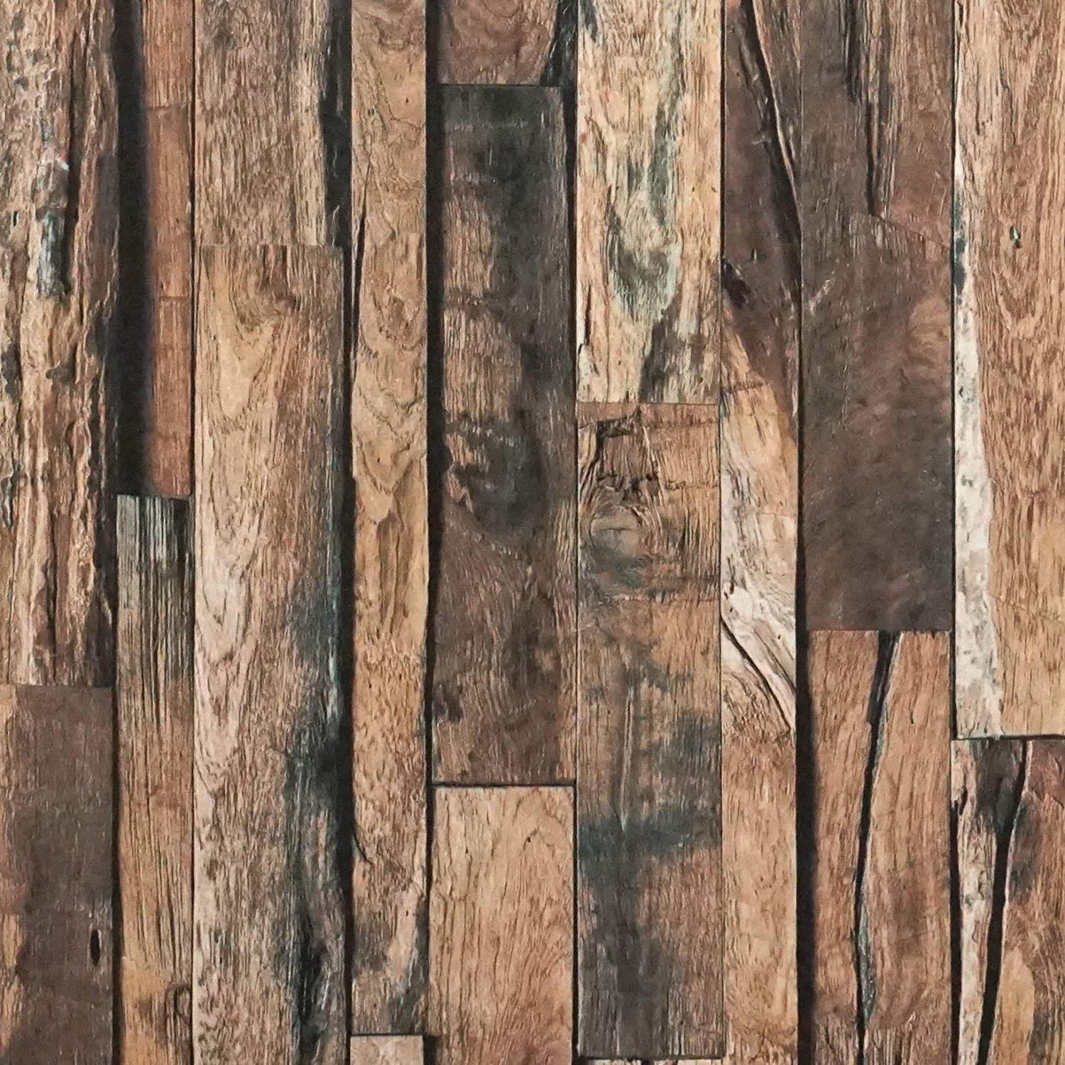 CiCiwind Peel and Stick Wallpaper Brown Wood Contact Paper Removable Self Adhesive Wallpaper Shiplap Vintage Wood Grain Wallpaper for Bedroom Bathroom Kitchen Cabinet 17.7" X 78.7"